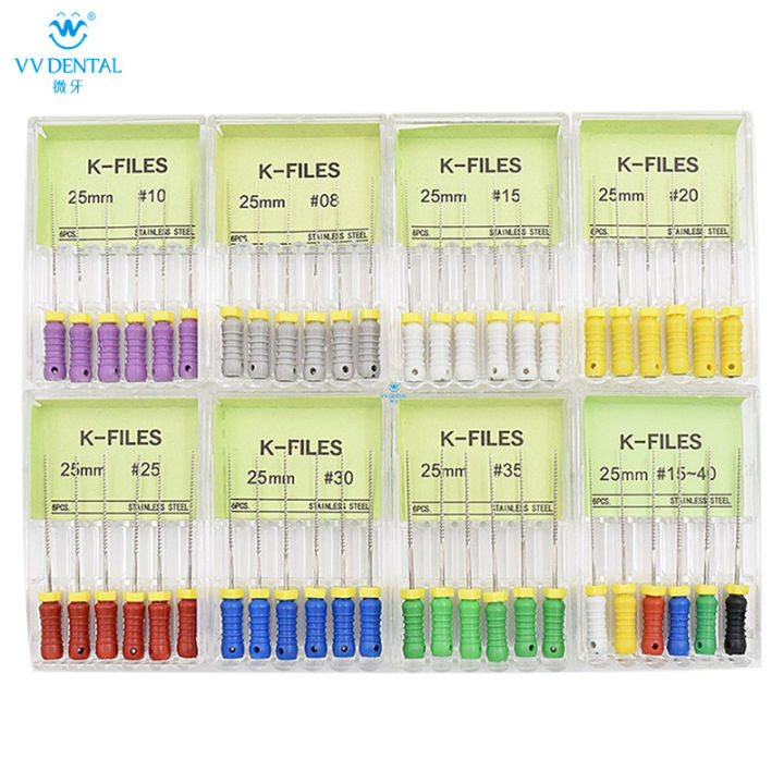 25mm Stainless Steel 6Pcs/Pack Dental Hand Use K-Files Dental Lab ...