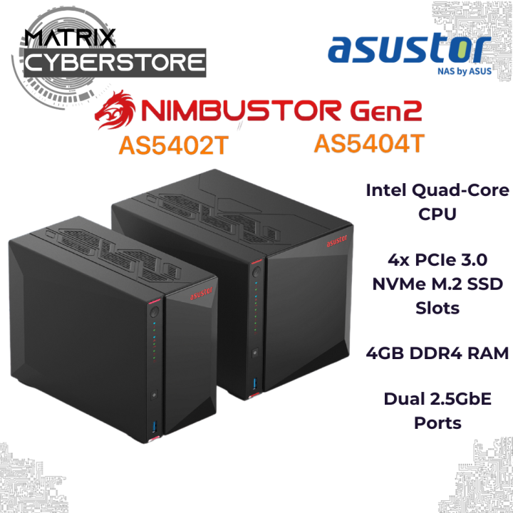 ASUSTOR NIMBUSTOR 2 Gen2 AS5402T AS5404T 2Bay 4Bay NAS - Hard Drive & M ...