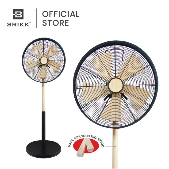 BRIKK 16-inch Retro Wooden Stand Fan | Lazada PH