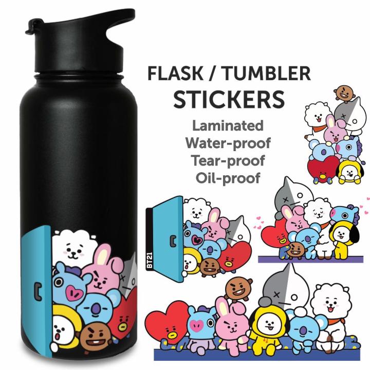 FLASK TUMBLER PHONE STICKER BT21 BTS Vinyl Laminated Stickers ...