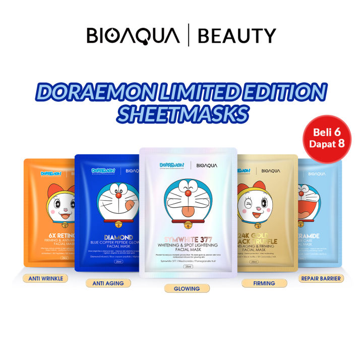 BIOAQUA beauty x DORAEMON Sheet Mask Masker Wajah BPOM Diamond Blue ...