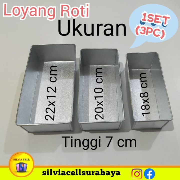Cetakan Loyang Roti Kue Persegi Panjang 3 pcs Tebal | Lazada Indonesia