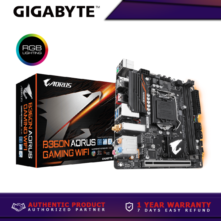 GIGABYTE B360N AORUS GAMING WIFI (B360N-AORUS-GAMING-WIFI) with RGB Fusion 2.0 with Digital LEDs ...