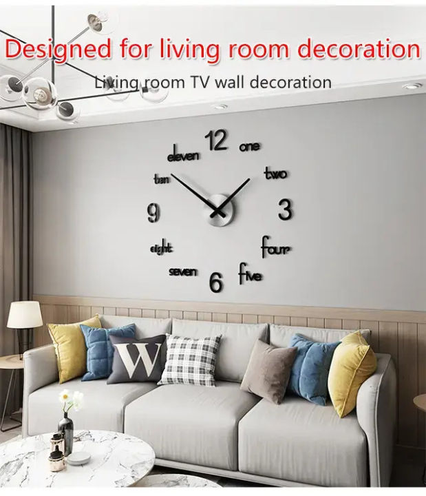 Modern Mirror Wall Clock Silent Acrylic Clock for Bedroom and Living ...