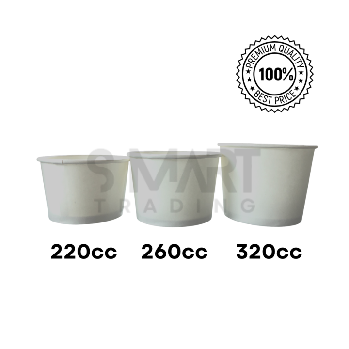 [25/50/100pcs] Disposable Plain Paper Bowl Bowl ONLY/Lid ONLY) (220cc/260cc/320cc/390cc/520cc ...