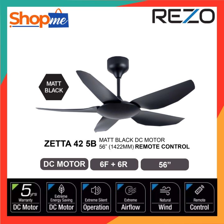 REZO ZETTA 56/5B Ceiling Fan Remote Control DC Motor 12 Speed 5 ABS ...