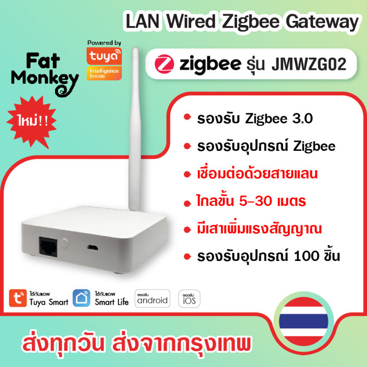 Tuya Smart Zigbee Gateway LAN รุ่น JMWZG02+Antena เกตเวย์ Zigbee สำหรับเชื่อมต่อเซ็นเซอร์และ ...