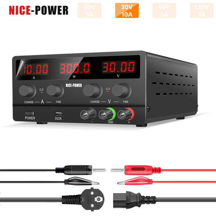 NICE-POWER Adjustable 30V 10A USB DC Regulated Laboratory Power Supply ...