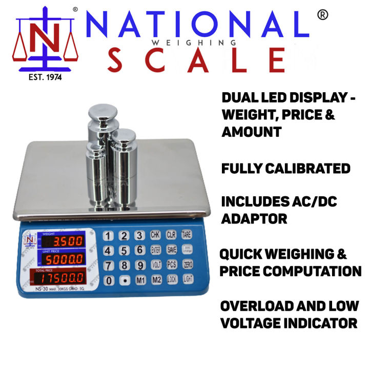 National Scale Brand 30kg Price Computing Digital Scale (NS-30) | Lazada PH