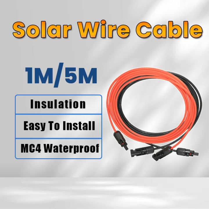 1M/5M Solar Wire Cable 14AWG PV Extension Wire With Red And Black MC4 ...