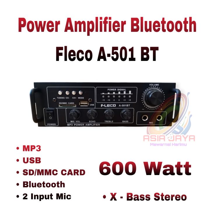 Amplifier Fleco A-501 BT Amplifier Bluetooth 600 Watt MP3 Player USB SD Card Memory Radio FM Hi ...