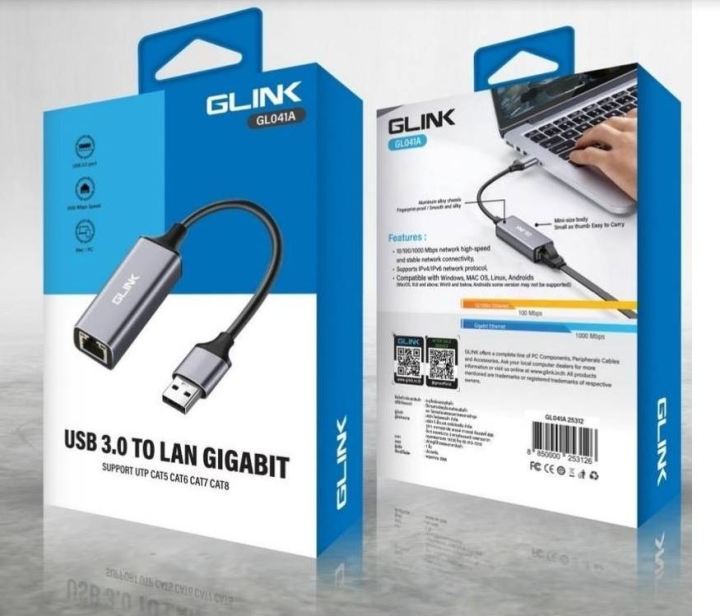 GLINK USB3.0 to RJ45 10/100/1000 GL-041A ตัวแปลง USB3.0เป็นLanGigabit ...