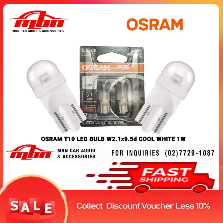Osram Led Bulb, T10 Led Bulb W2.1x9.5d Cool White 12V/1W , 2pcs/set ...
