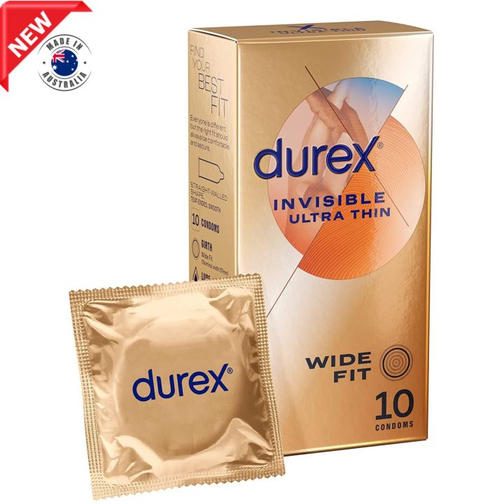 Durex Invisible Ultra Thin Wide Fit Condoms 60mm Pack of 10 ถุงยาง ...
