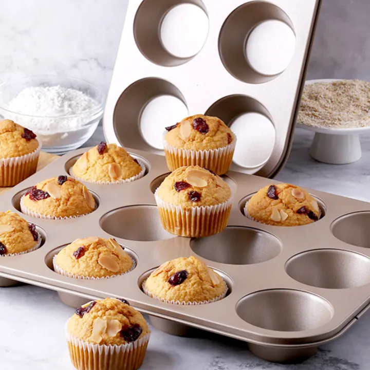 Cupcake Muffin Baking Tray 6 12 Cup Non Stick Carbon Steel Pan 3oz Mold ...