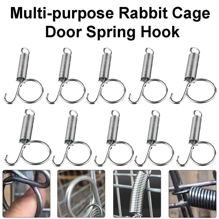 10PCS Multi-purpose Rabbit Cage Door Spring Hook Bird Cage Utensil ...