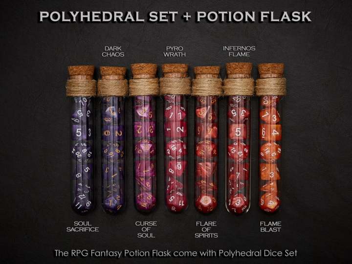 Potion Flask with Dice Set of 7 | ลูกเต๋า Dice For DnD D&D MTG RPG TRPG ...