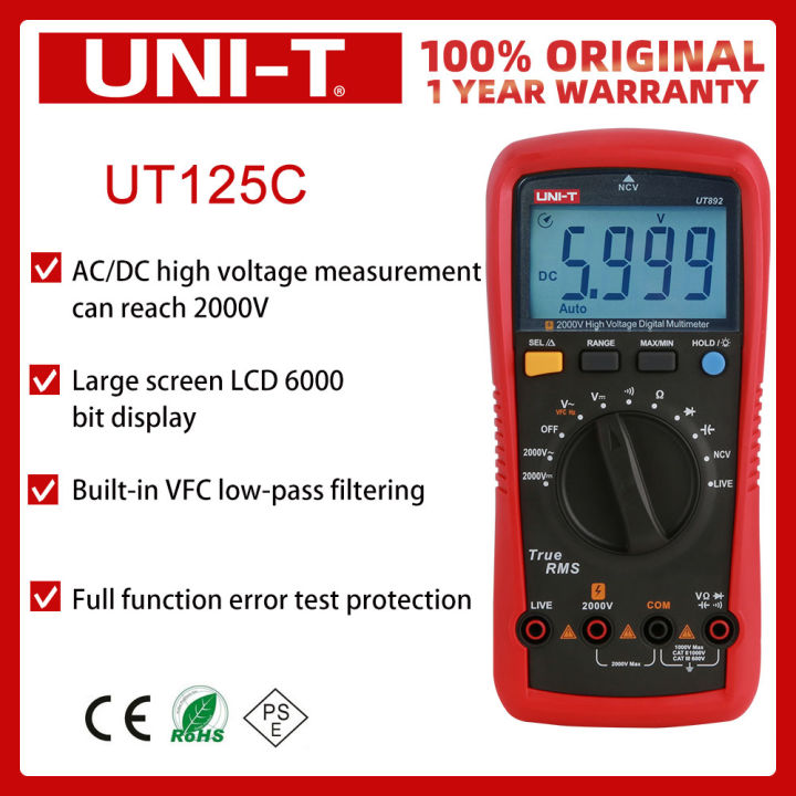 UNI-T UT892 2000V AC/DC High Voltage Digital Multimeter For Mine AC DC ...