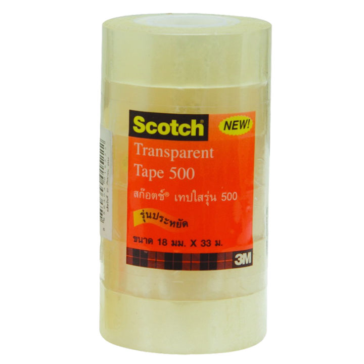 SCOTCH เทปใส รุ่น 500 แกน 1 นิ้ว ขนาด 3/4 นิ้ว x 36 หลา (แพ็ค 6 ม้วน ...