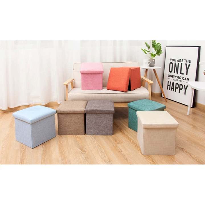Storage Box Foldable Chair Storage Footrest Seat Space Saving Organizer ...