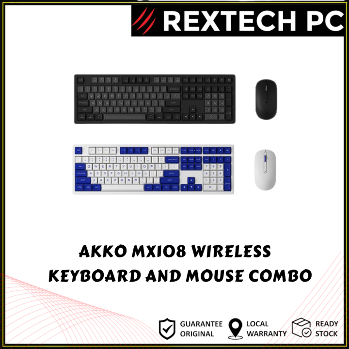 REXTECH AKKO MX108 Wireless Keyboard and Mouse Combo - Black & Silver ...