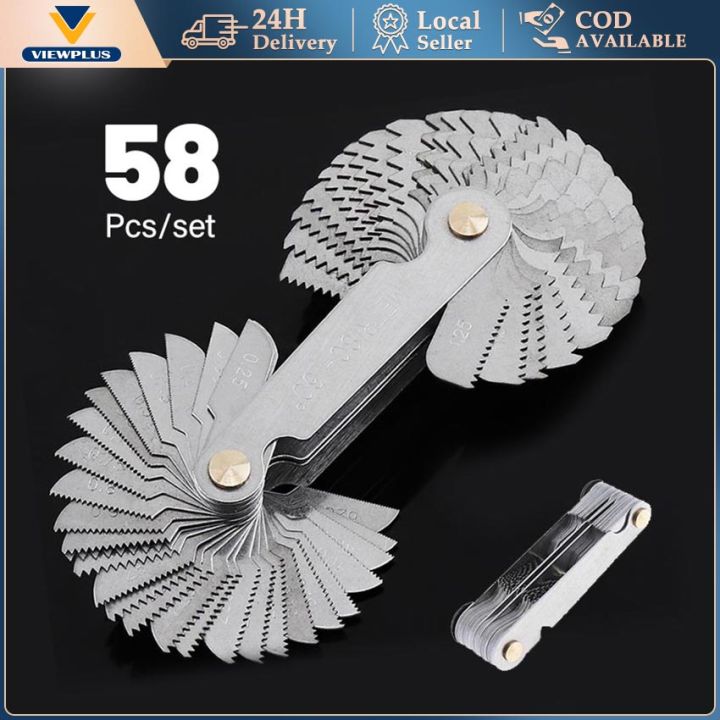 58pcs Stainless Steel Thread Gauge Metric Imperial 55 60 Degree ...