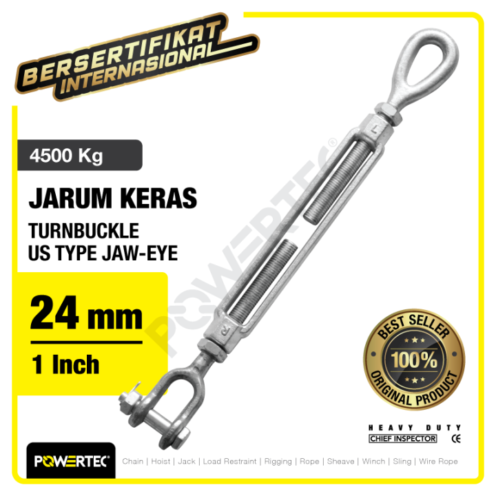 POWERTEC Turnbuckle / Jarum Keras US Type Jaw & Eye 1" x 18" Span ...
