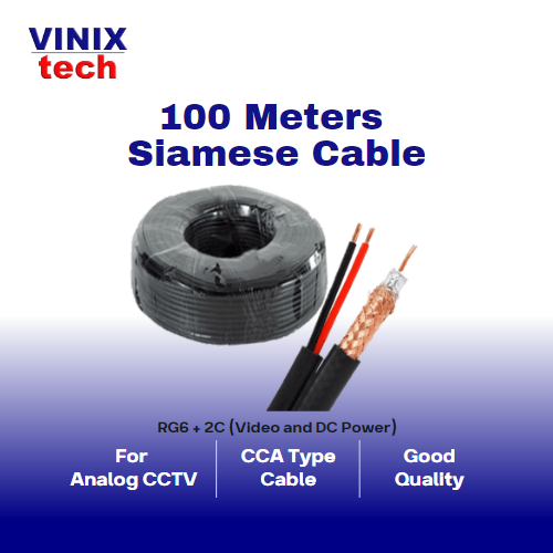100 Meters Siamese Cable for CCTV (RG6+2C) for CCTV Analog HDCVI, TVI ...