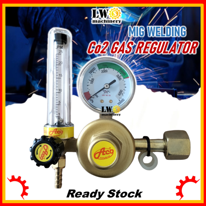 ACO CO2 Gas Mig Flow Meter Welding Weld Flowmeter Regulator Gauge ...