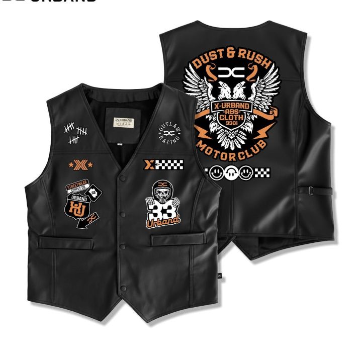 Dhozen Jaket Rompi Kulit Sintetis Dust & Rush Full Bordir Motor Club ...