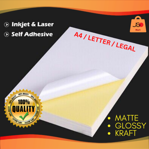 50/100 PCS Sticker Paper Glossy/Matte/Kraft PRINTABLE STICKER INKJET ...