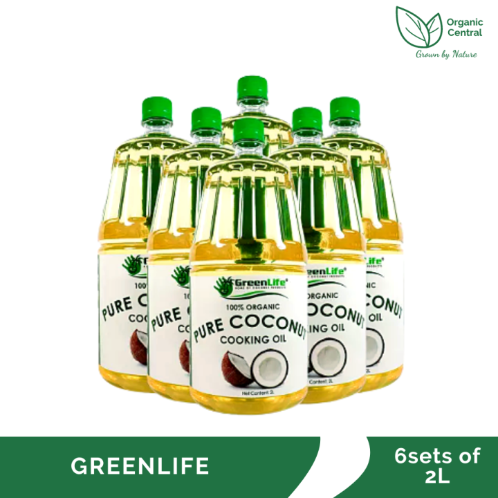 Greenlife 100% Certified Organic Pure Coconut Cooking Oil Bundle of Six (6) 2L | Lazada PH