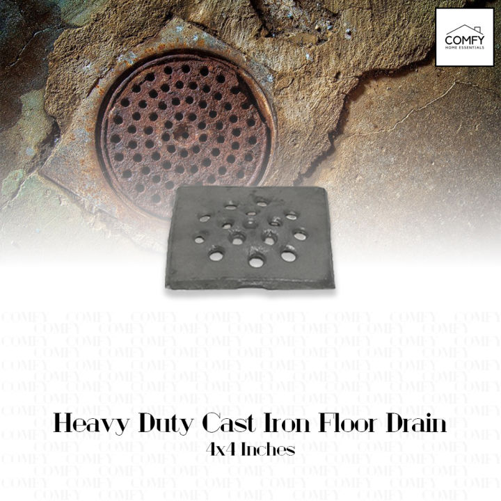 HEAVY DUTY Outdoor Indoor Cast Iron Pundido Floor Drain Strainer 4x4 ...