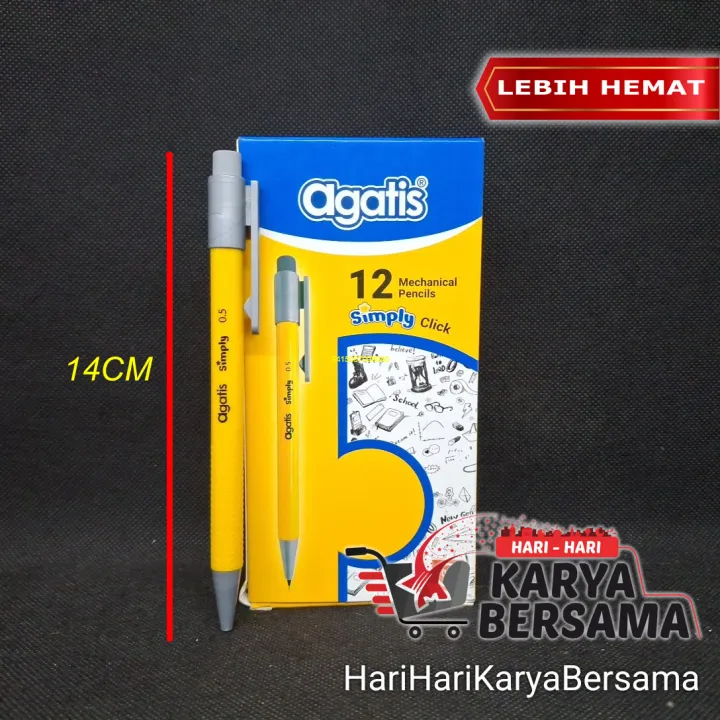 PENSIL AGATIS ECO MECHANICAL PENCIL UKURAN 0.5MM CLASIC VERSION YELLOW ...