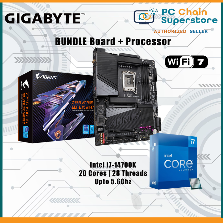 (Bundle) Intel i7-14700K 14th Gen Processor + Gigabyte Z790 Aorus Elite ...
