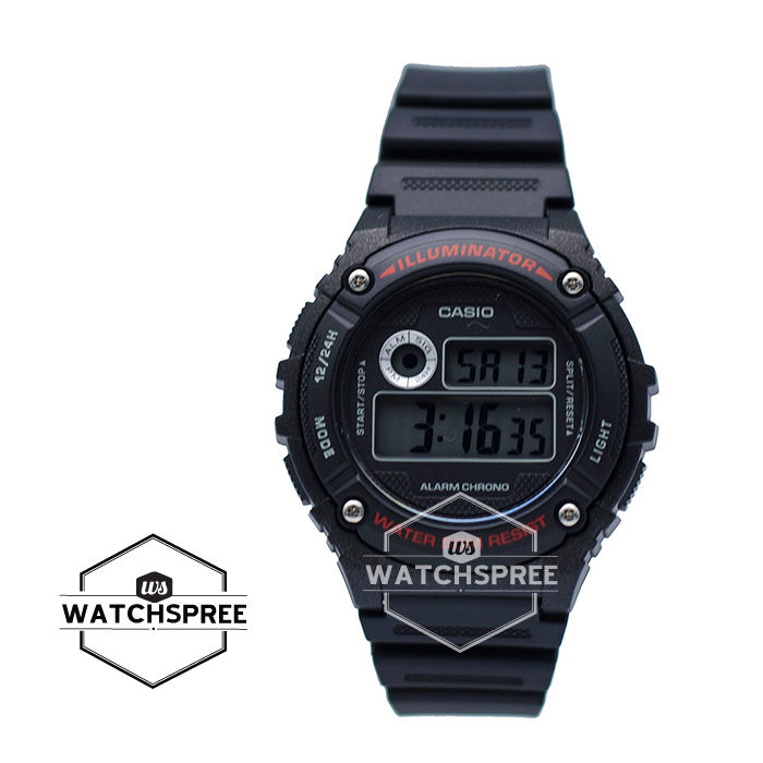 [Watchspree] [K] Casio Digital Men's Black Rubber Strap Watch W216H-1A W-216H-1A | Lazada Singapore