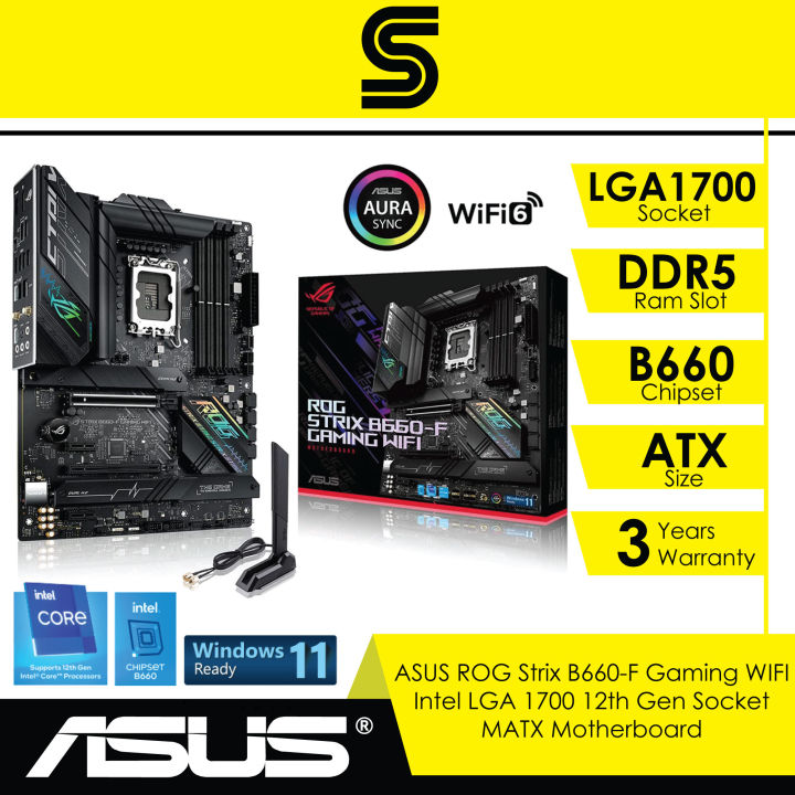 ASUS ROG Strix B660-F Gaming WIFI Intel LGA 1700 12th Gen Socket MATX ...