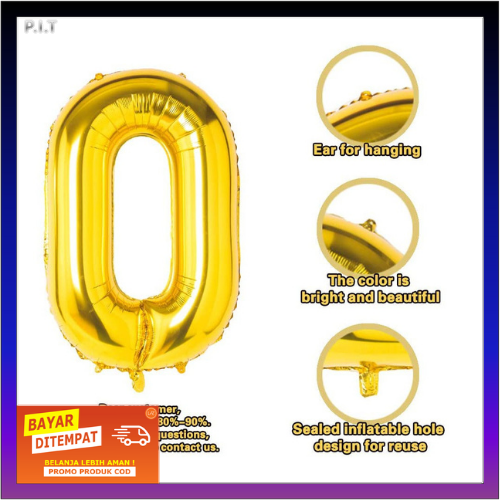 Balon Foil Gold Silver 40Cm Balon Pesta Ulang Tahun Balon Angka Satuan ...