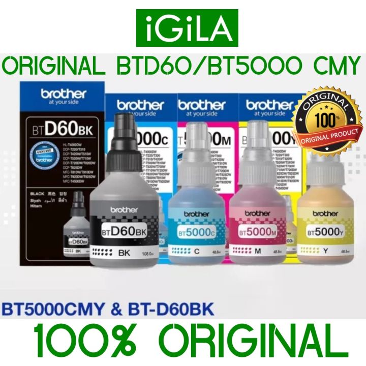 ORIGINAL BROTHER BTD60BK + BT5000 ORIGINAL (BKCMY) Refill Ink T310 ...