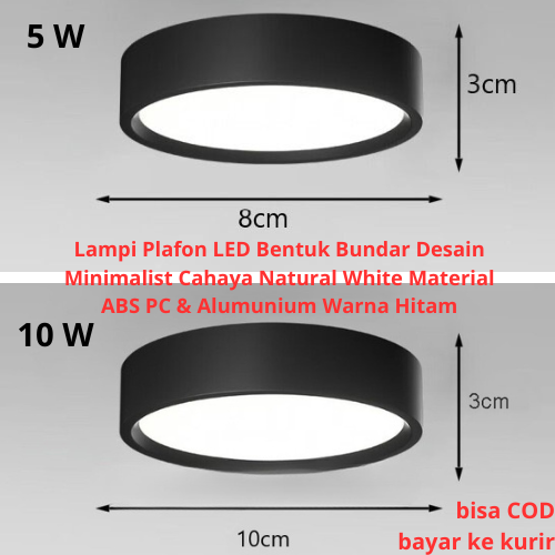 Lampu Plafon LED Bentuk Bundar Desain Minimalist Cahaya Natural White ...