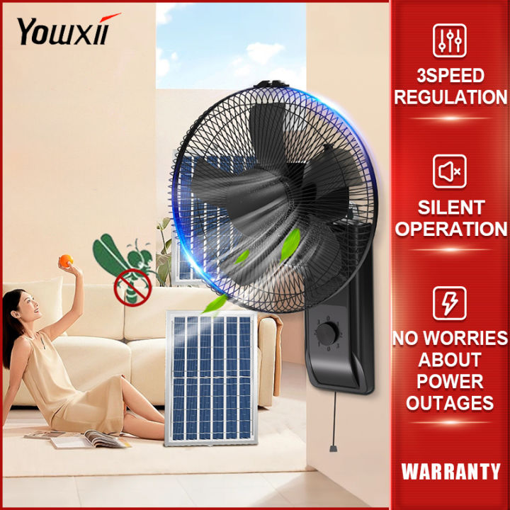 YOWXII🔥 16 Inch Solar Wall Fan With Light Rechargeabl Solar Electric ...