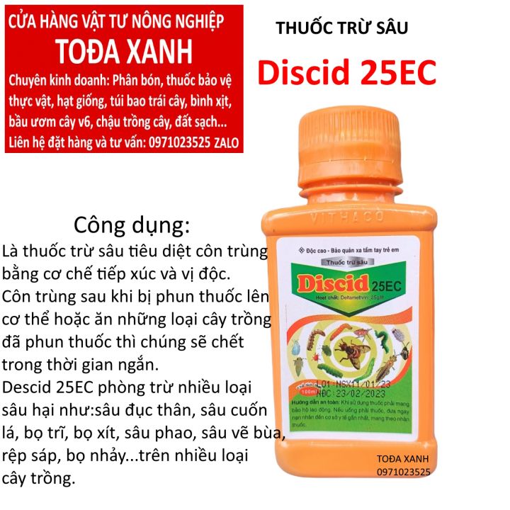 DISCID 25EC CHAI 100ML, CHUYÊN TRỪ SÂU ĐỤC THÂN, BỌ TRĨ, RỆP SÁP, SÂU ...