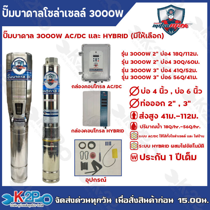 MITSUMAX ปั๊มบาดาลโซล่าเซลล์ 3000W AC/DC และ HYBRID มิตซูแม็กซ์ มีหลาย ...