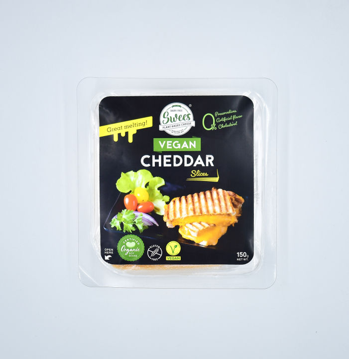 Swees Cheddar Slice 150g ชีสวีแกน (Plant Based / Vegan) Cheese - Made ...