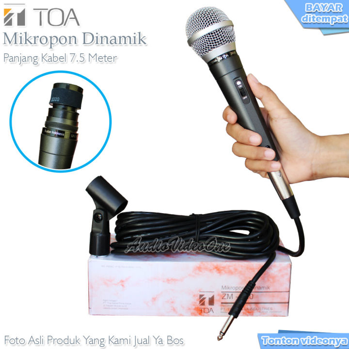 Mic TOA ZM420 Microphone Dynamic ZM-420 Mik Vokal Mikrofon Karaoke Mikropon Dinamik Kabel 7.5 ...