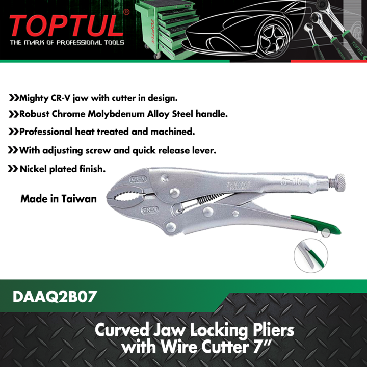 Toptul Curved Jaw Locking Pliers with Wire Cutter | Lazada PH