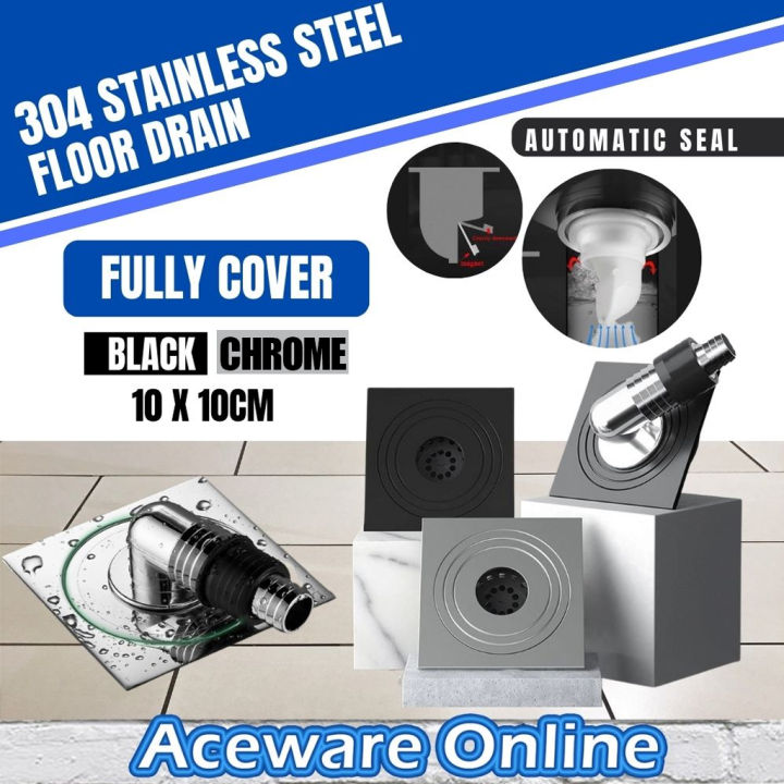 304 Stainless Steel Fully Cover Floor Drain Anti Leak Washing Machine Drain Hose Pole Trap ...