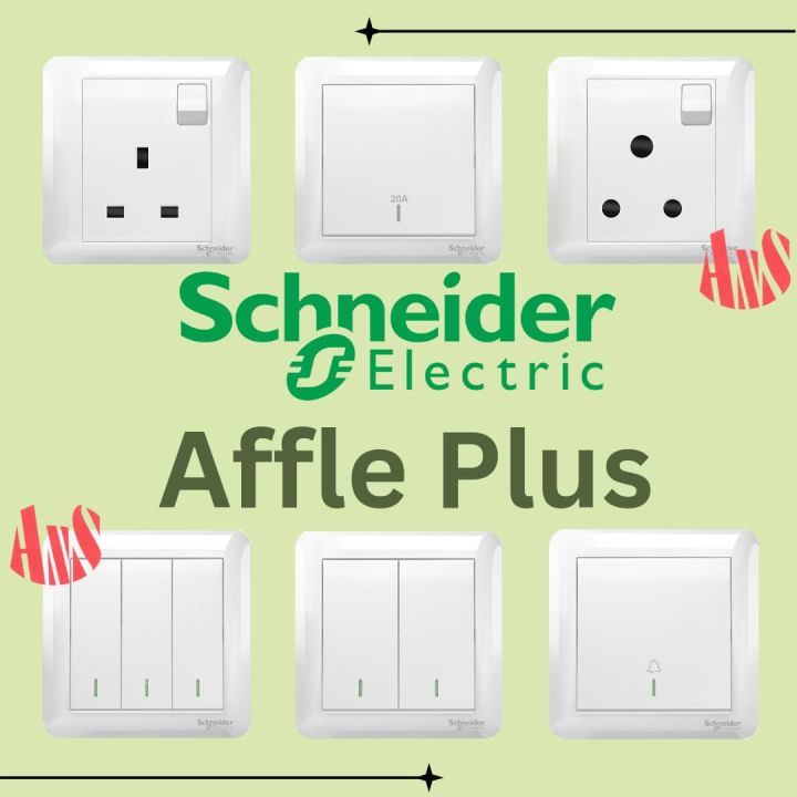 Schneider Affle Plus White Switches & Sockets, 13A 15A Switch Socket ...
