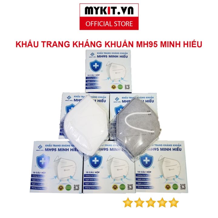Hộp 10 chiếc khẩu trang MH95 MINH HIẾU có 5 lớp chống bụi và kháng khuẩn, khẩu trang y tế người ...