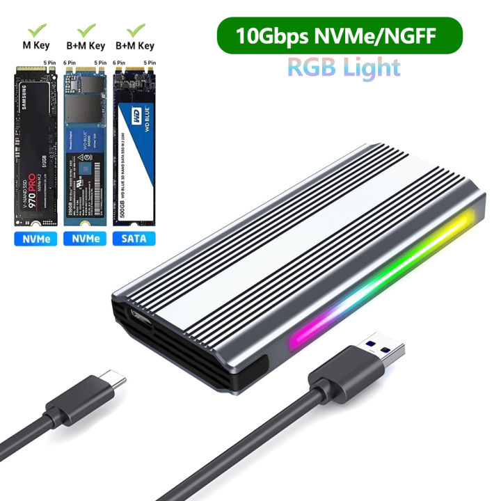 NVMe Enclosure USB Type C Gen2 10Gbps PCIe SATA NGFF 5Gbps M.2 NVME ...
